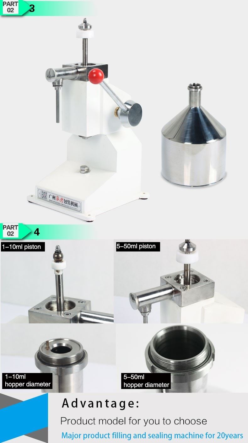 Manual liquid bottle filling machine for liquid & cream 5-50ml - Fill2 ...