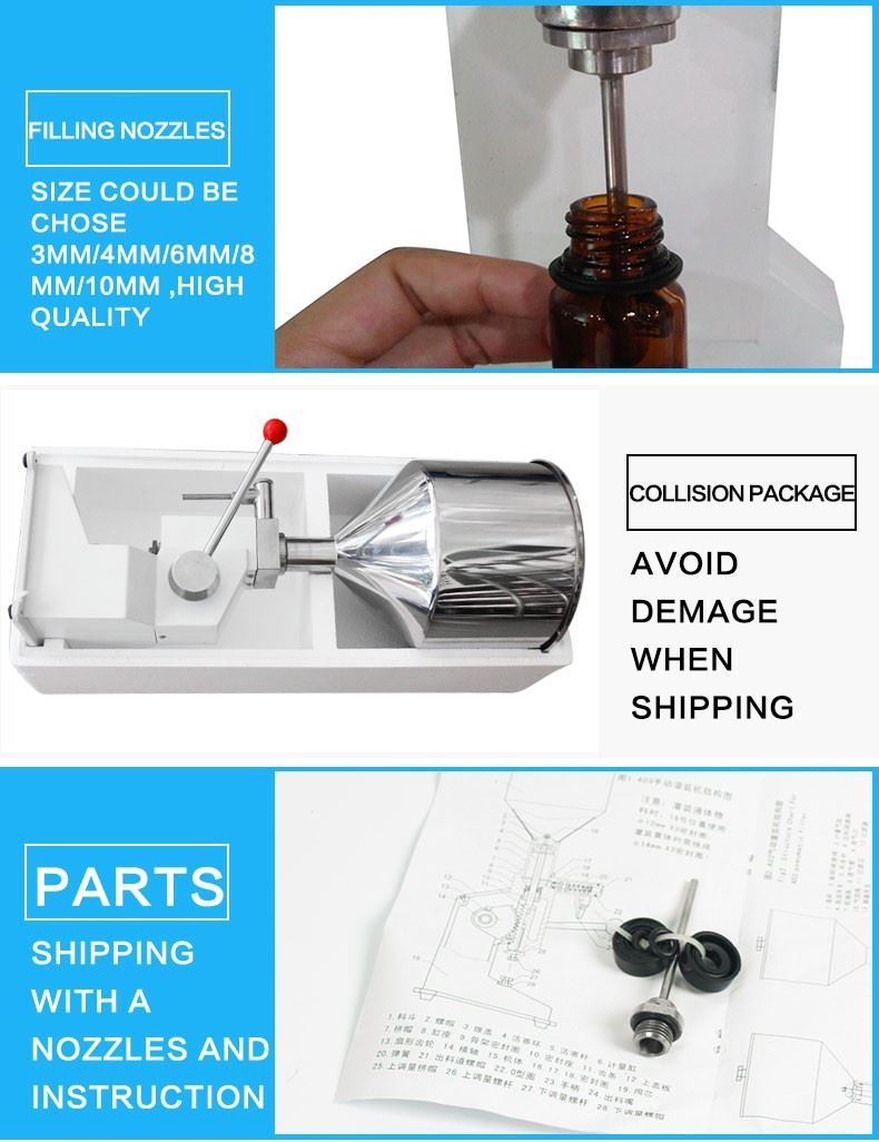 Manual liquid bottle filling machine for liquid & cream 5-50ml - Fill2 ...