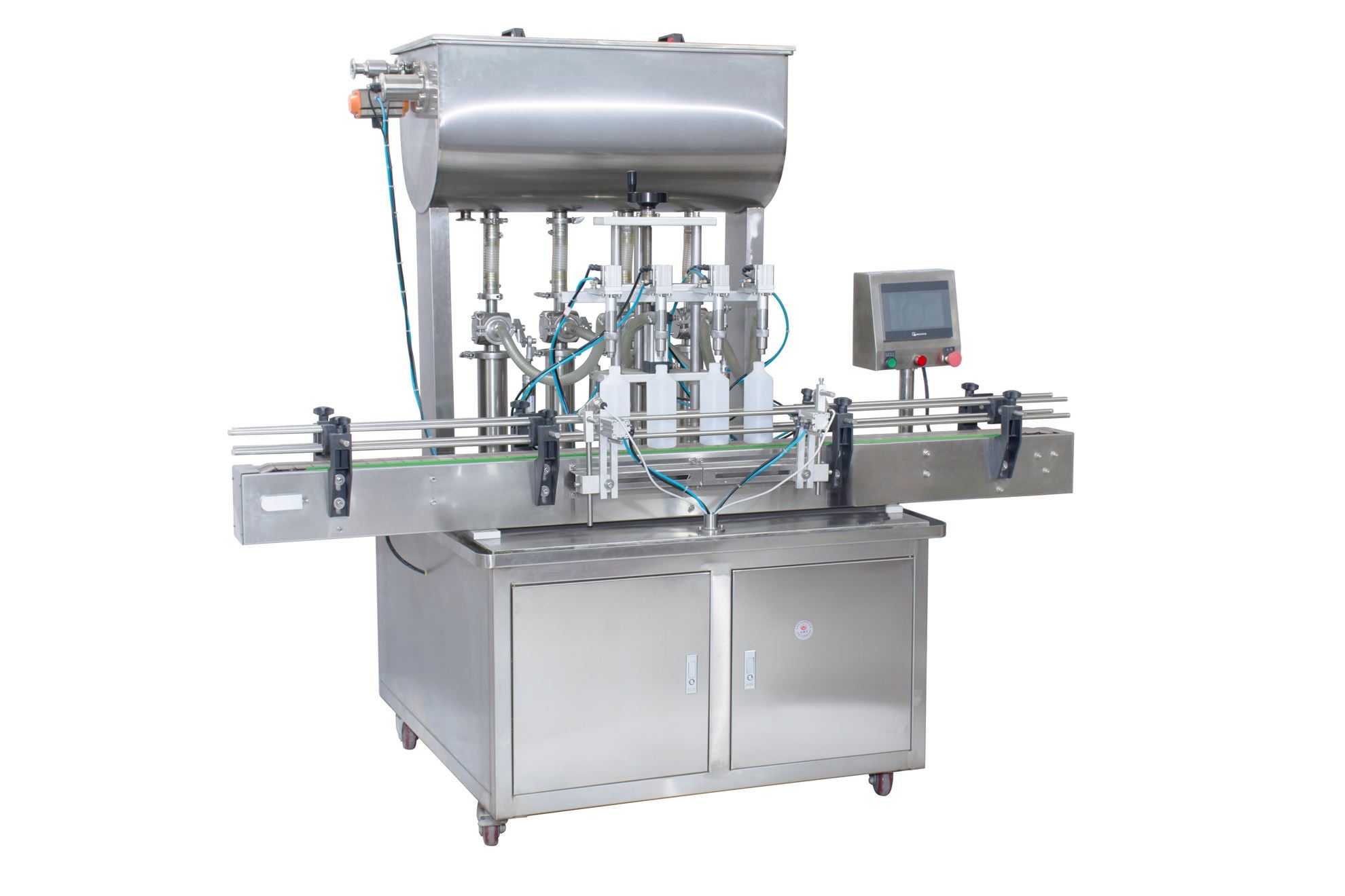 4 heads Automatic paste filling machine with conveyor PLC control by ...