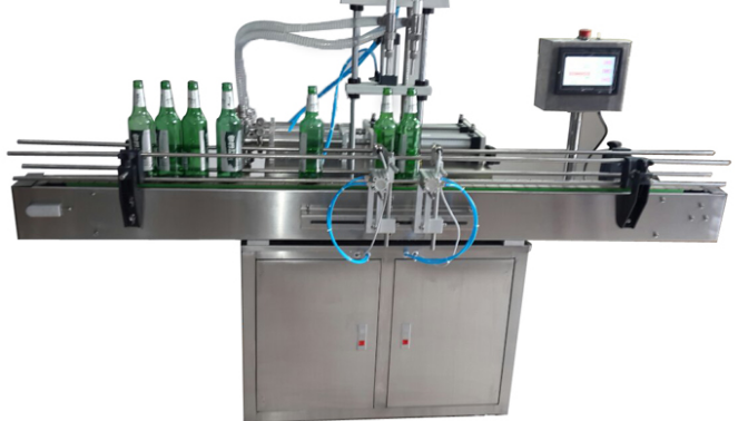 2 heads Automatic liquid filling machine with conveyor PLC control by ...